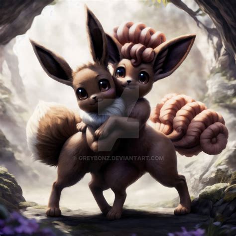 Vulpix Hugging Blushing Eevee Ai Image By Greybonz On Deviantart