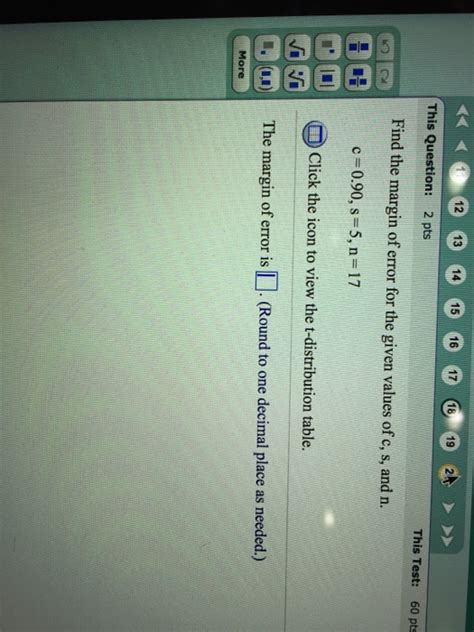 solved find the margin of error for the given values of c