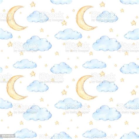 수채화 원활한 패턴달과 별입니다 어린이 객실에 대 한 아이디어입니다 안녕히 주무세요 베이비 샤워 파티 요소입니다 완벽 한 인쇄 엽서 판화 인사말 카드 직물 등 배경 주제에