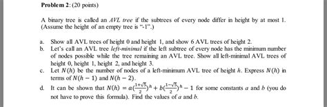 SOLVED Problem 2 20 Points A Binary Tree Is Called An AVL Tree If