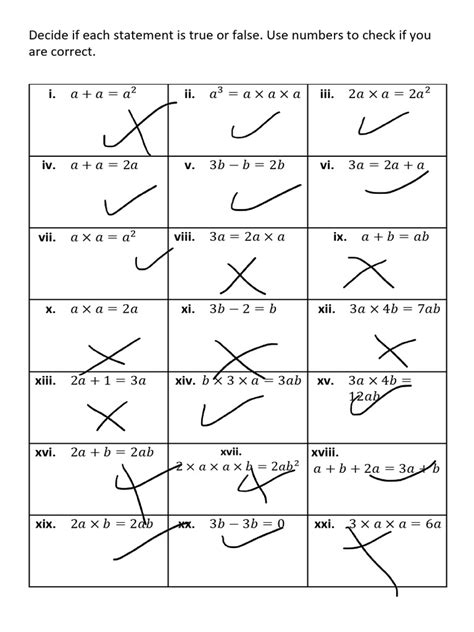 Algebra Common Mistakes True False 2 Pdf