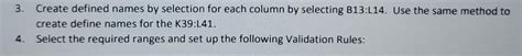 Solved 3 Create Defined Names By Selection For Each Column