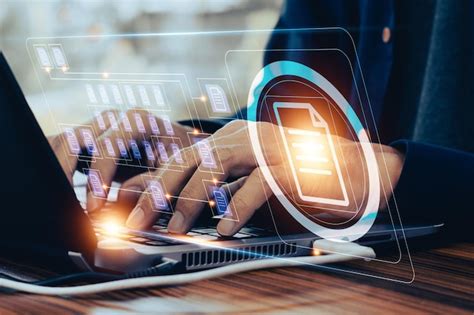 Premium Photo Document Management Concept Businessman Using Computer To Document Management