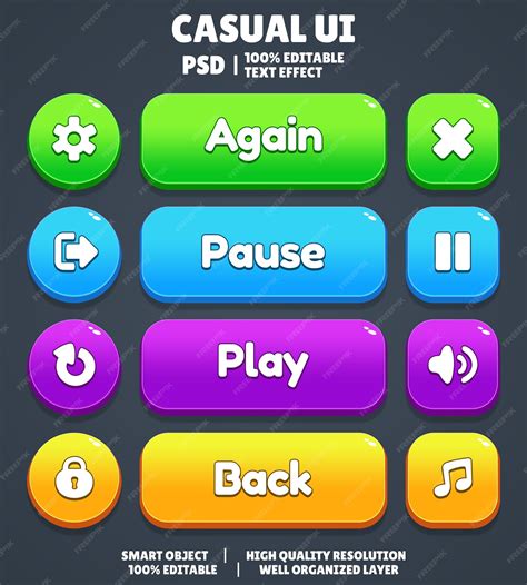 Premium Psd Premium Casual Game User Interface Game Ui Button Causal