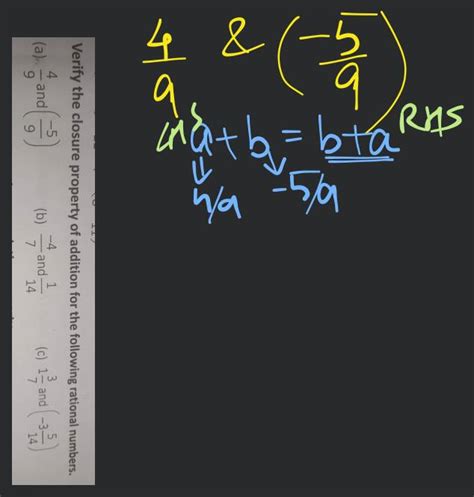 Verify The Closure Property Of Addition For The Following Rational Number