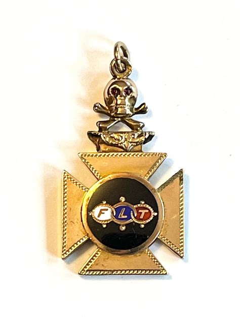 Antique Ioof Odd Fellows Flt 2 Sided Gold Fill Enamel Pocket Watch Fob