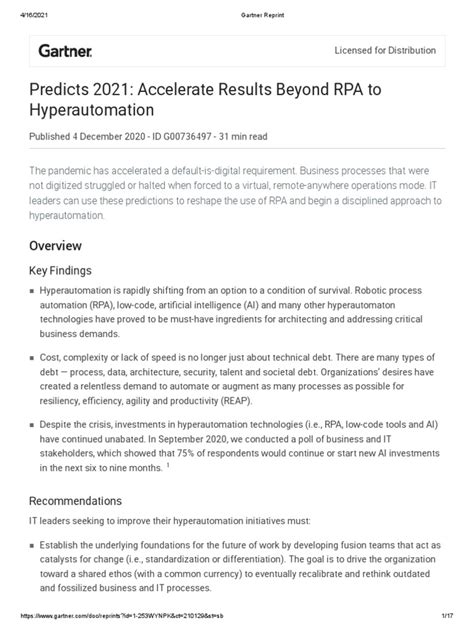 Gartner Predicts 2021 Accelerate Results Beyond Rpa To Hyperautomation 2020q4