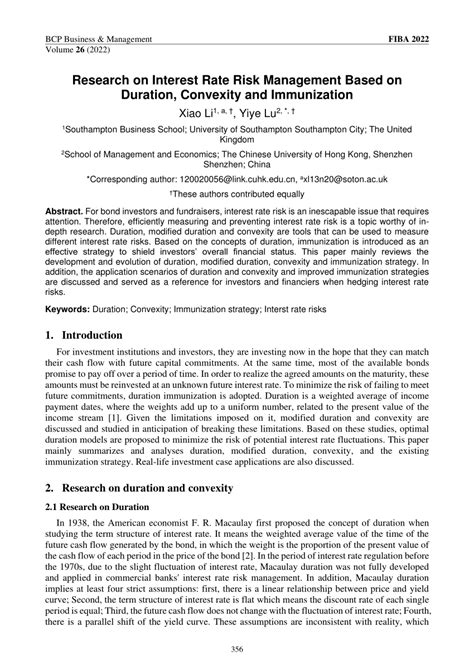 Pdf Research On Interest Rate Risk Management Based On Duration Convexity And Immunization