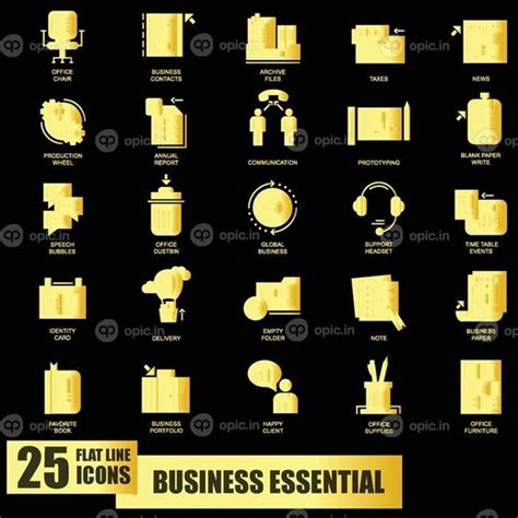 خرید و قیمت دانلود وکتور مجموعه آیکون طلا کسب و کار ضروری ترب