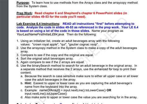 Solved Purpose To Learn How To Use Methods From The Arrays