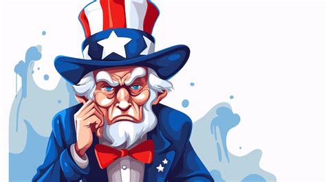 Sad Uncle Sam Cartoon Illustration Premium Ai Generated Vector