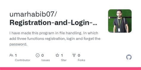 Github Umarhabib07registration And Login Form With Forget In Cpp I Have Made This Program In