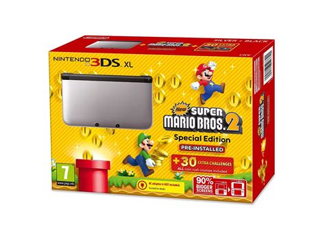 Nintendo 3ds Xl Silver And Black Limited Edition With New Super Mario