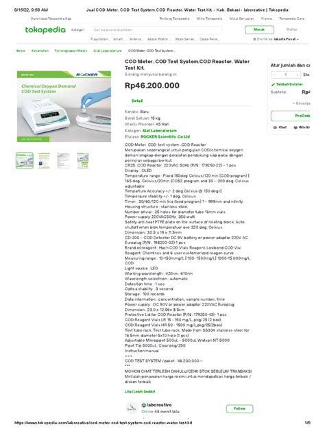 Jual Cod Meter Cod Test System Cod Reactor Water Test Kit Kab Bekasi Labcreative