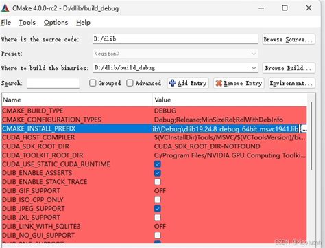使用cmake配置dlib库遇到 Usererrorinconsistentbuildconfigurationseedlibfaq1 报错解决方法cmake配置dlib