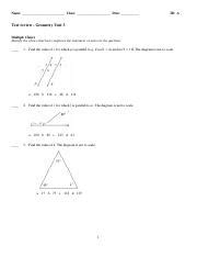 Geometry Test Review Unit Pdf Name Class Date ID A Test Review Geometry Unit