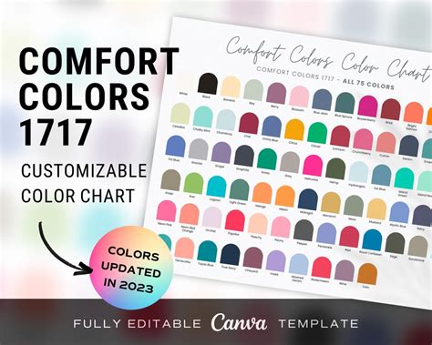 Editable Comfort Colors C1717 Color Chart Canva Template Editable