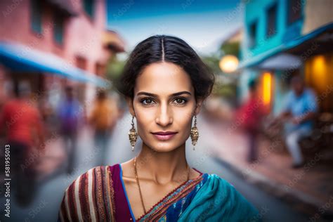 Beautiful Indian Girl Young Hindu Woman Neural Network Ai Generated