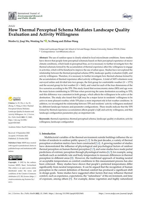 Pdf How Thermal Perceptual Schema Mediates Landscape Quality