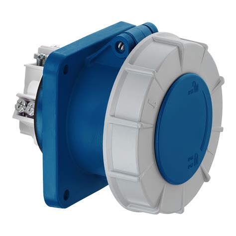 Panel Mounted Socket 3 Pins 63a 230v Ip67 100 X 100mm Techna