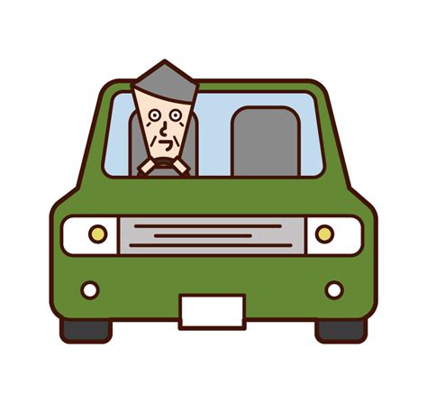 자동차를 운전하는 사람 할아버지의 그림 무료 일러스트 소재집 Kukukeke