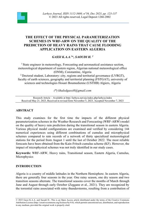 Pdf The Effect Of The Physical Parameterization Schemes In Wrf Arw On The Quality Of The