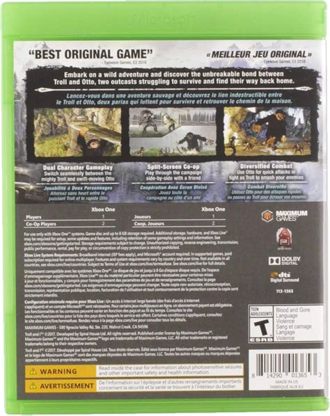 Xbox One Game Case Back