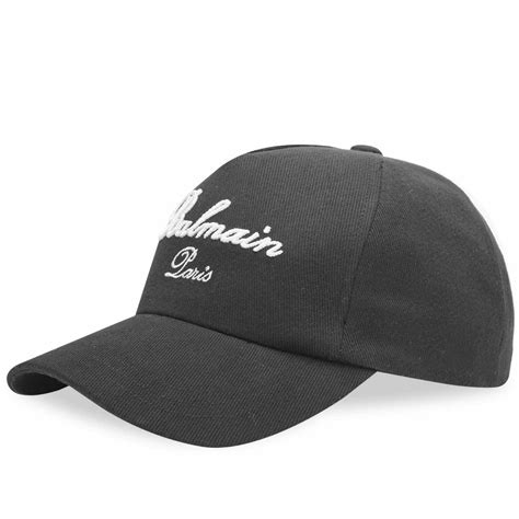Balmain Mens Signature Logo Cotton Cap In Black Ivory Balmain