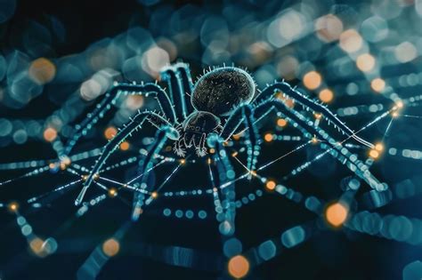 premium photo cyber microchip spider networked on a digital data