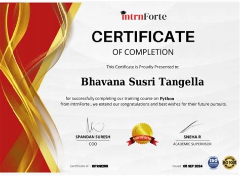 Thanks To Intrnforte I Had Completion Training Course On Python From Intrnforte 🥳 I Get A