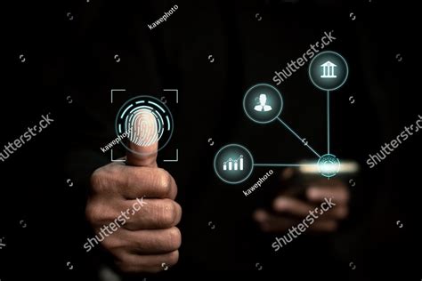 Businessman Scan Fingerprint Concept Of The Future Of Security And Password Control Through
