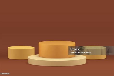 갈색 3d 연단 실린더 플랫폼 수준 경쟁 최고의 수상 경기장 기초 현실적인 벡터 1위에 대한 스톡 벡터 아트 및 기타 이미지 1위 3차원 형태 Championship