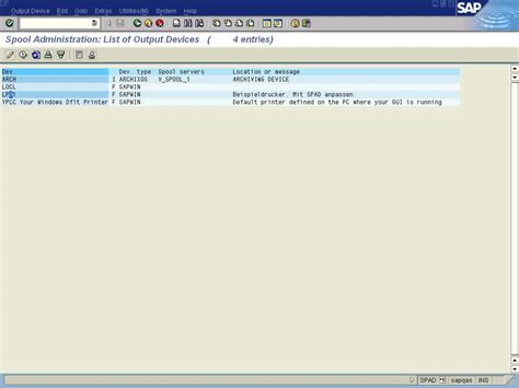 Spool Administration Initial Screen In SAP ABAP