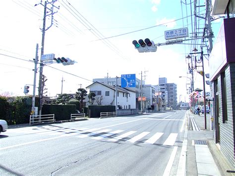 茨城県水戸市西原2丁目交差点 押しボタン式信号機