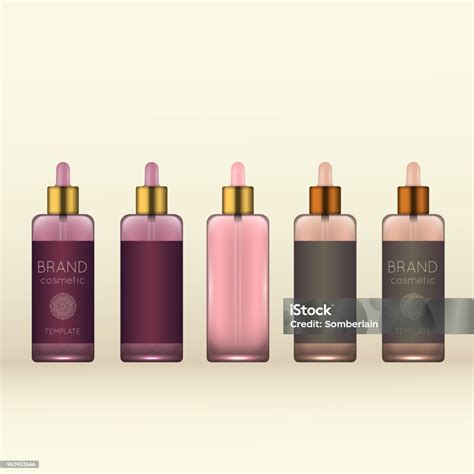 벡터 3d 아름다움 화장품 제품까지 조롱입니다 광고 브랜드에 대 한 격리 된 현실적인 병입니다 화장품 포장 디자인 서식 파일입니다 3차원 형태에 대한 스톡 벡터 아트 및