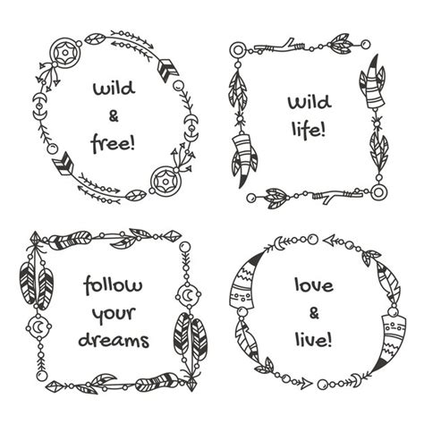 Free Vector Flat Design Boho Frame Pack