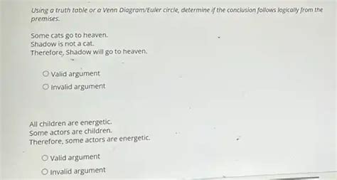 Using A Truth Table Or A Venn Diagram Euler