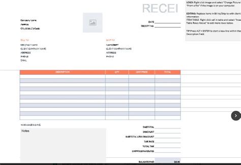 Free Receipt Template Template For Excel Pdf Hubspot Worksheets Library