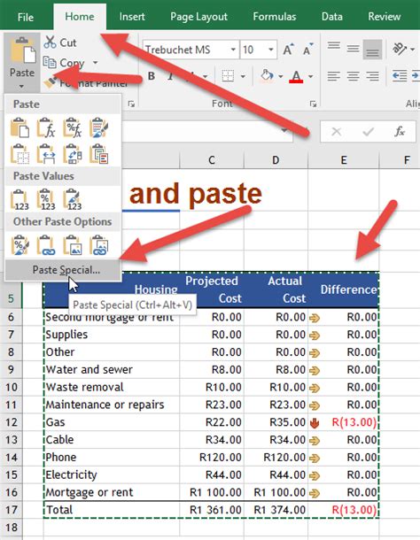 Paste Special Values Formulas With Without Formatting • Online Excel Za