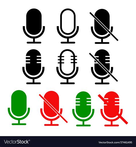 Mute And Unmute Audio Microphone Set Royalty Free Vector