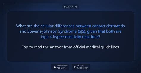 What Are The Cellular Differences Between Contact Dermatitis And Stevens Johnson Syndrome Sjs