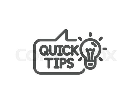 Quick Tips Line Icon Helpful Tricks Sign Stock Vector Colourbox