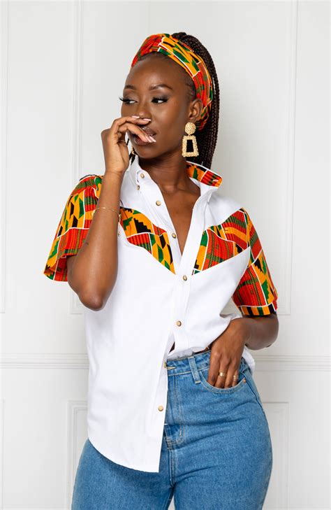 African Print V Shaped Shirt For Women Short Sleeve Ankara Shirt Kenya In 2023 African