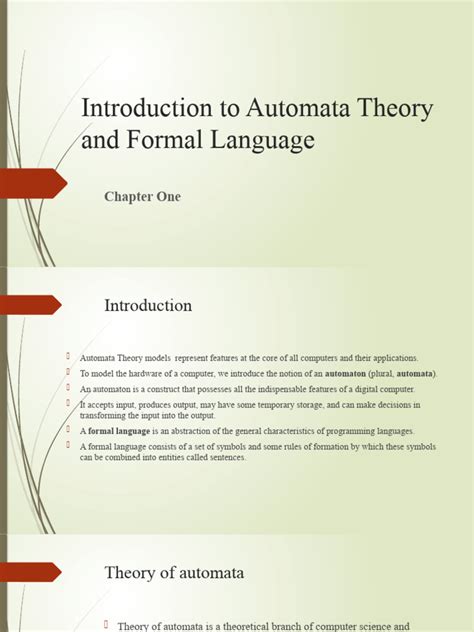 Chapter One Introduction To Automata Pdf Automata Theory Theory
