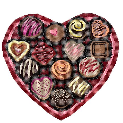 Chocolate Heart Box Needlepoint Com