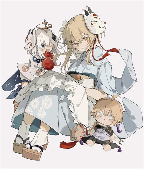 Lumine Aether Paimon Lumine Aether And 1 More Genshin Impact