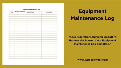 Printable Maintenance Log Template Printable Free Templates