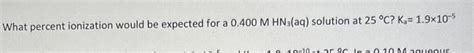 Solved What Percent Ionization Would Be Expected For A Chegg Com