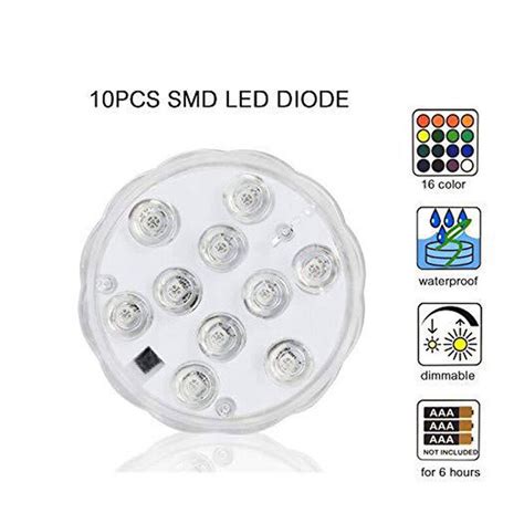ไฟประดับ ไฟใต้น้ำ ไฟสระว่ายน้ำ ไฟสระน้ำ ไฟกันน้ำ Rgb ไฟลูกบิดดำน้ำ กันน้ำ 16 สี 10led 1 4ดวง