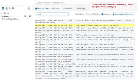 Tsocket Read 0 Bytes Administrator Installation Configuration Hue